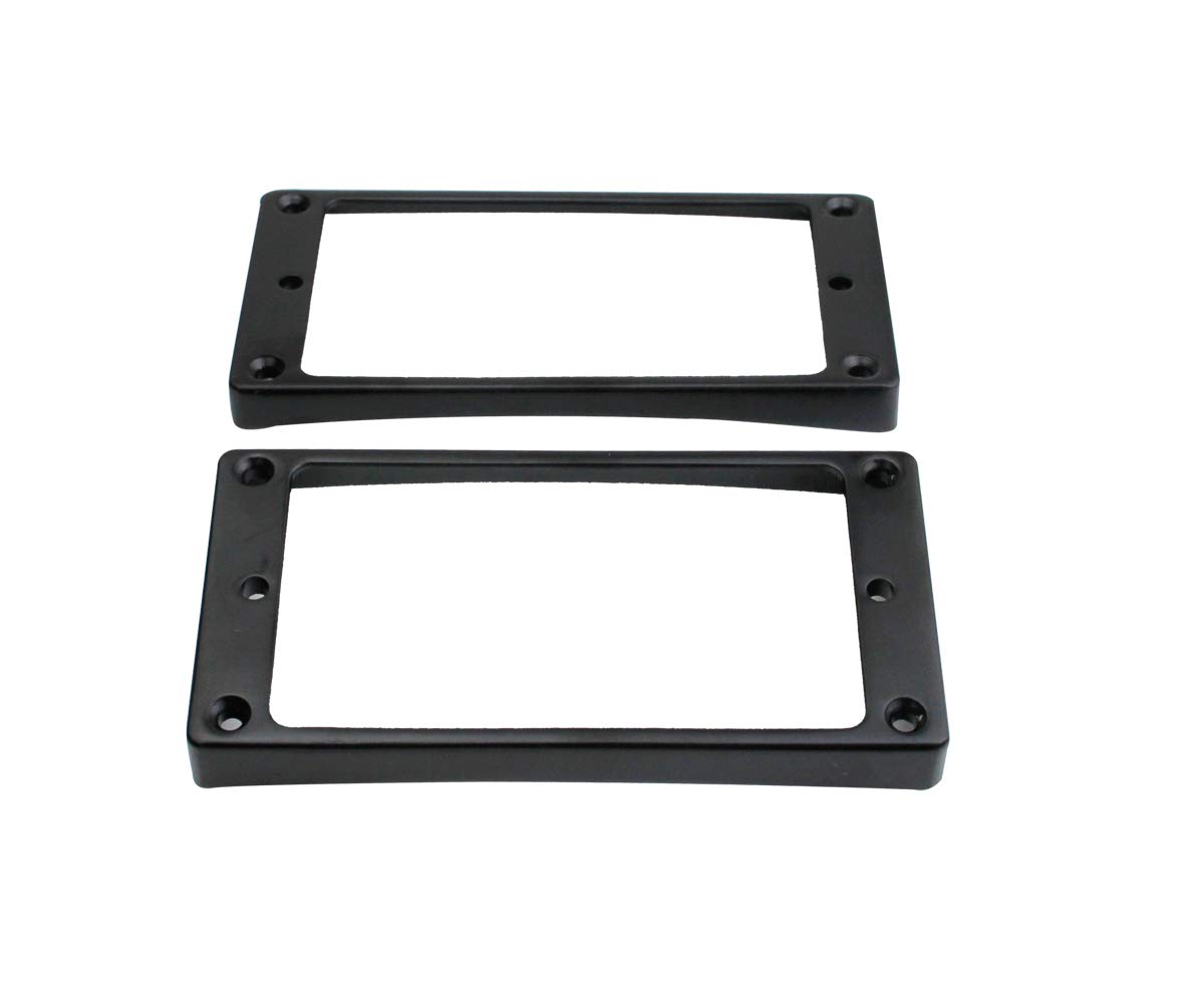 Guyker Curved Bottom Metal Humbucker Pickup Mounting Ring Set - Bridge and Neck Pickups Cover Frame Replacement Compatible with Les Paul LP Style Electric Guitar or Precision Bass(2PCS, Black)