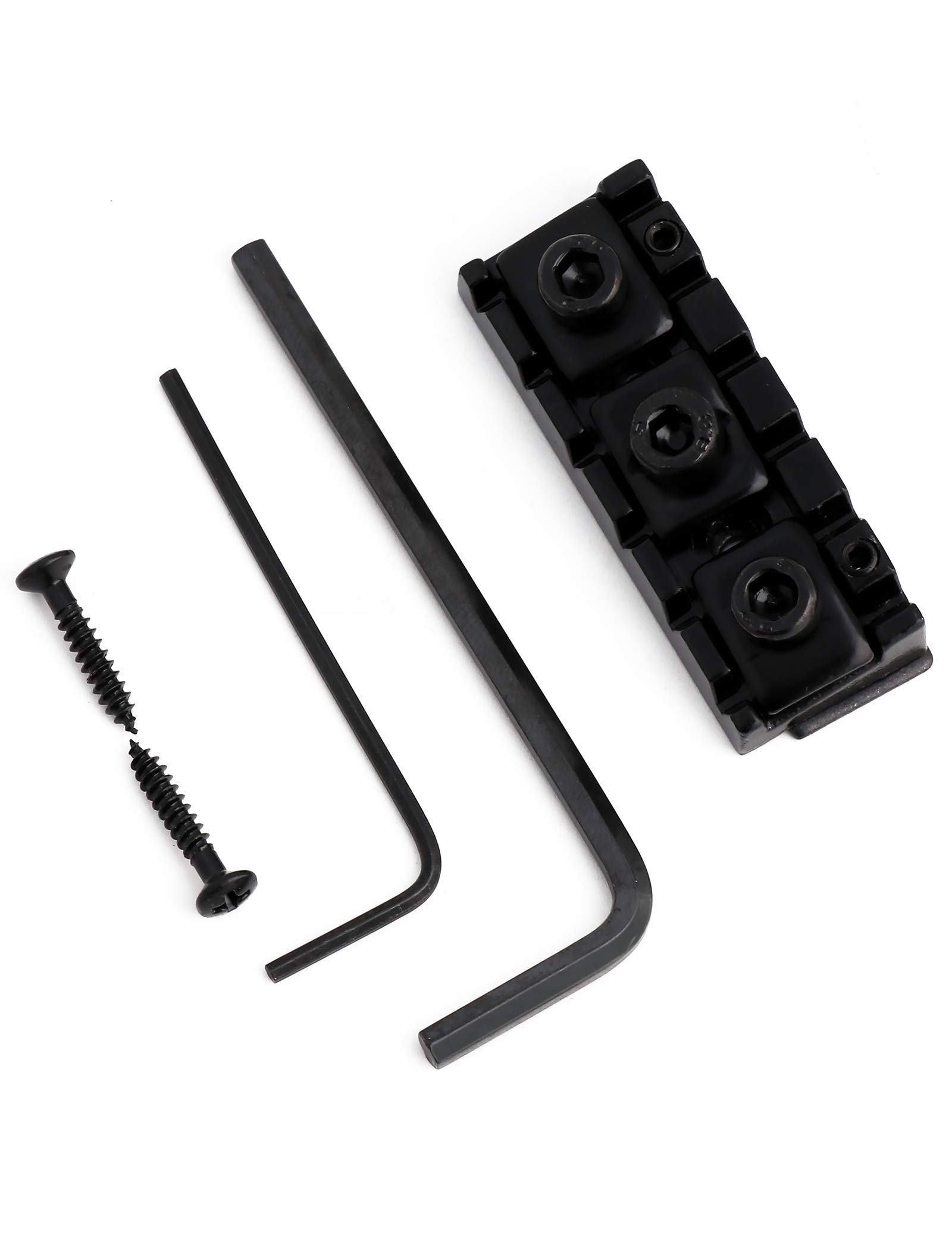 Holmer Guitar String Locking Nut for Floyd Rose Style Adjustable Height Locking Guitar Tremolo Bridge with Mounting Screw Shims and Wrench Black.