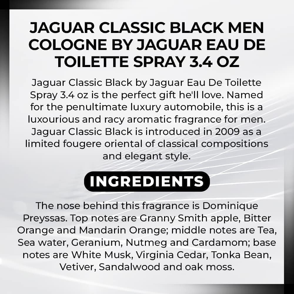 Jaguar Classic Black men cologne by Jaguar Eau De Toilette Spray 3.4 oz