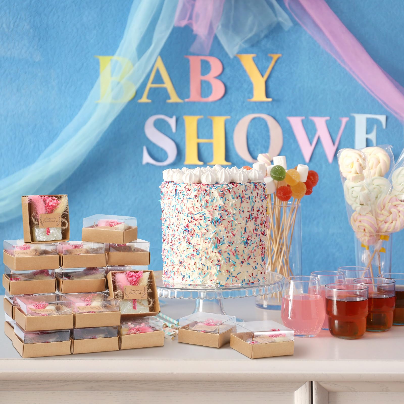 Heigble 36 Pcs Wedding Soaps Gifts for Guests Handmade Baby Shower Small Scented Soap Rectangle Mini Soap Bulk Baby Shower Bridal Shower Wedding Supplies