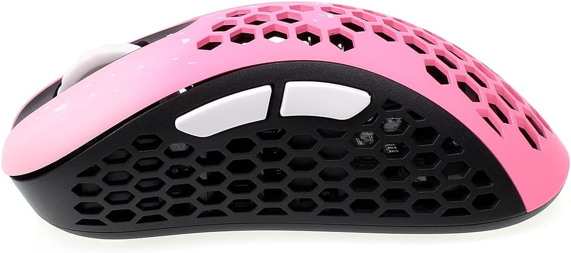 Gwolves Skoll Mini SK-S Sakura 50g Ultralight Weight Honeycomb Design Ergonomic Gaming Mouse with 3389 Sensor - PTFE Skates - 16,000DPI - Detachable Cable (Pink) (Small)