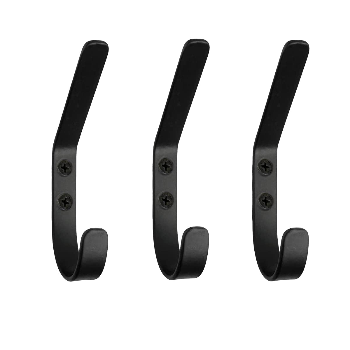 Handmade Metal Double Coat Hooks Set of 3 Pcs Wrought Iron Wall Mounted Hooks for Office and Home Matt Black Powder Coated Hooks by Living Ideas