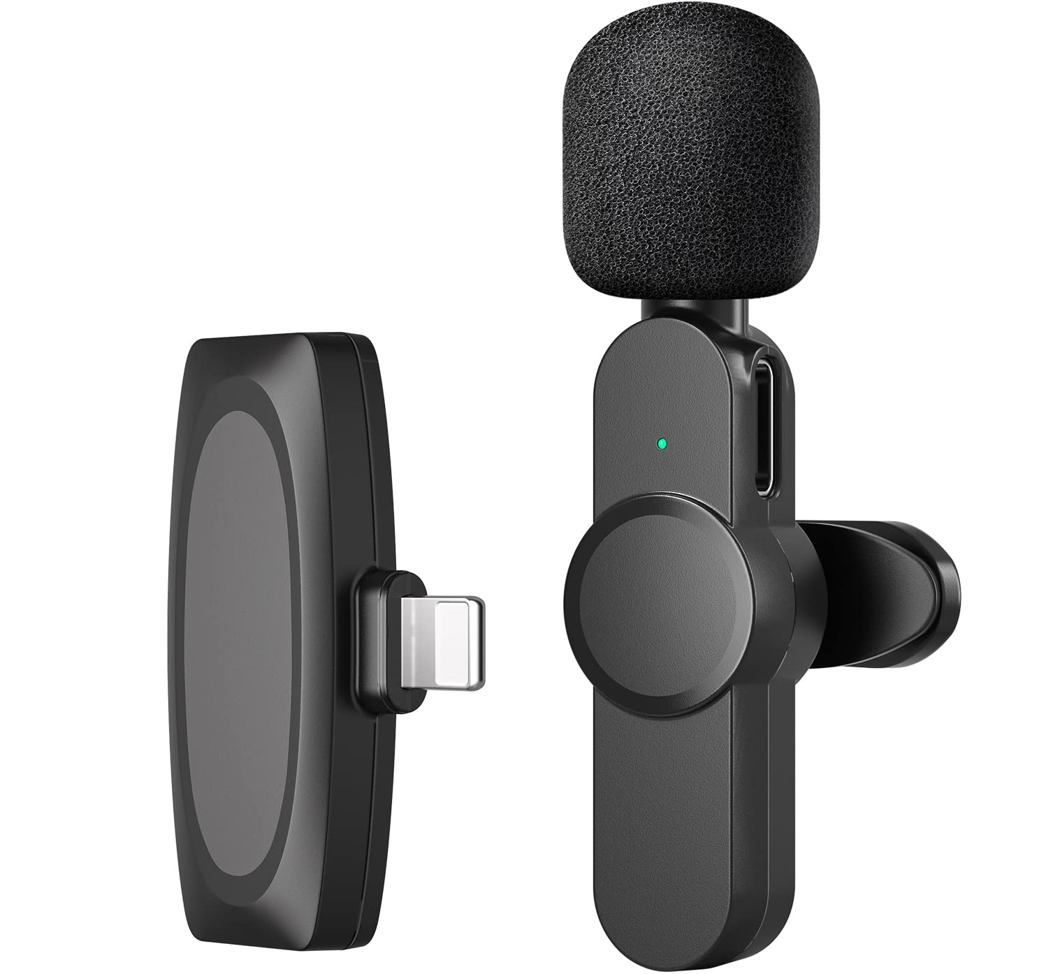 AIKELA Wireless Lavalier Microphone for iPhone iPad, Wireless Microphone 2.4G Ultra-Low Delay Plug-Play Built-in Noise Reduction Chip for Recording,Live Stream,Vlog,YouTube,Facebook,TikTok
