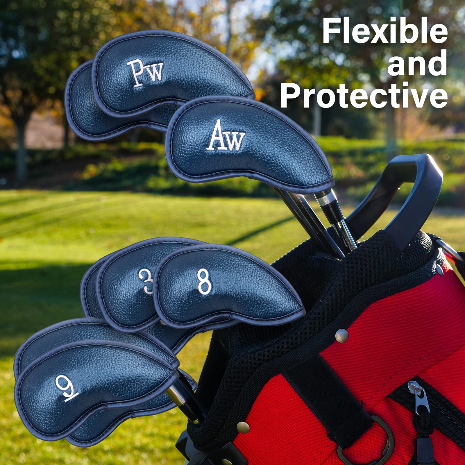 Alpinista Golf Club Covers for Irons-12pcs Synthetic Leather Golf Head Covers Set Fit Most Iron Clubs