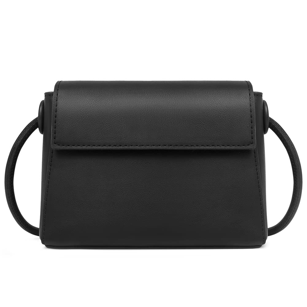 CLUCI Small Crossbody Bags for Women Vegan Leather Flap Shoulder Purse Lightweight Fashion Ladies Travel Bag with Adjustable Strap Black