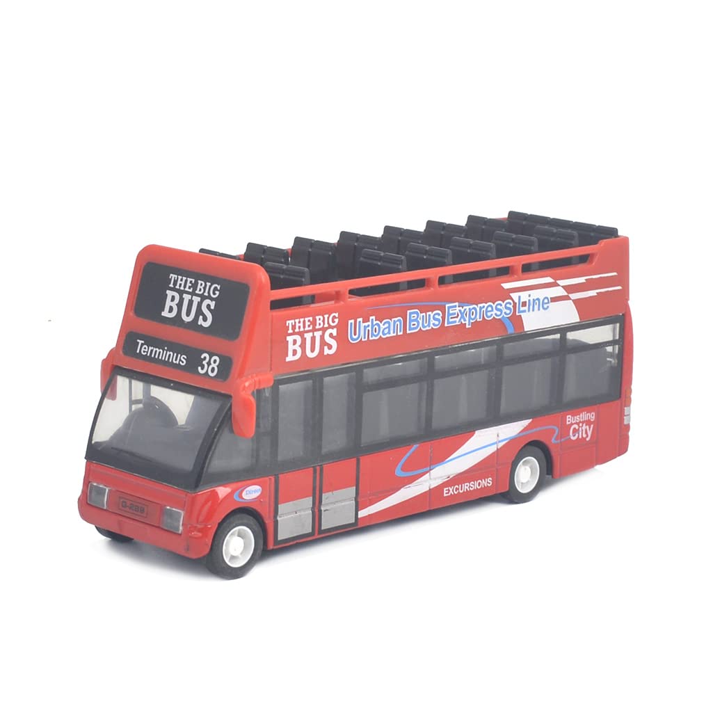 Ailejia City Double Decker Bus Toy Diecast New York City Sightseeing Bus Pull Back Vehicles Mini Model Car Lights and Music (Red)