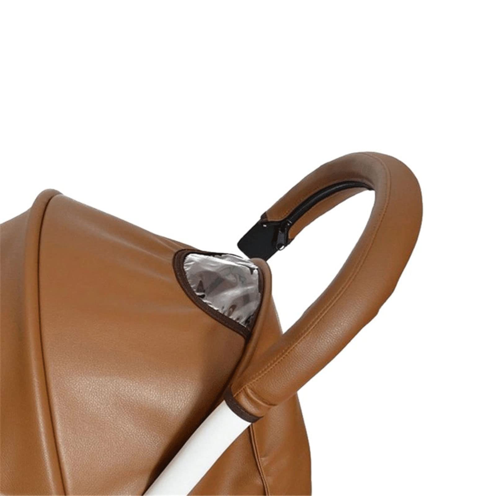 Baby Stroller Handle Cover,Baby Stroller Leather Handle Sleeve Cover,Removable Zipper PU Leather Bumper Handlebar (Brown)