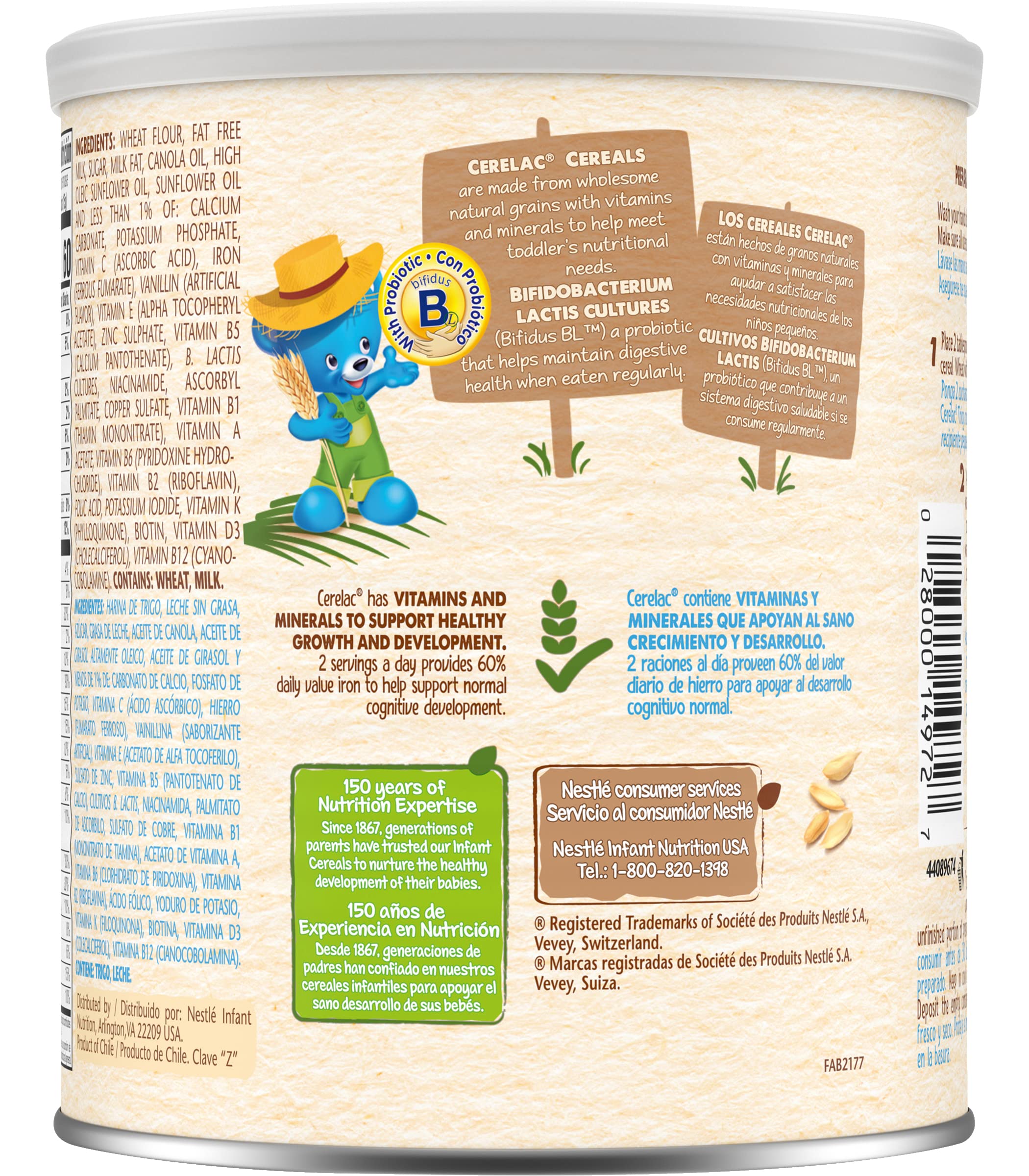 Nestle Cerelac Wheat Cereal with Milk, 14.1-Ounce Canister (Pack of 5)
