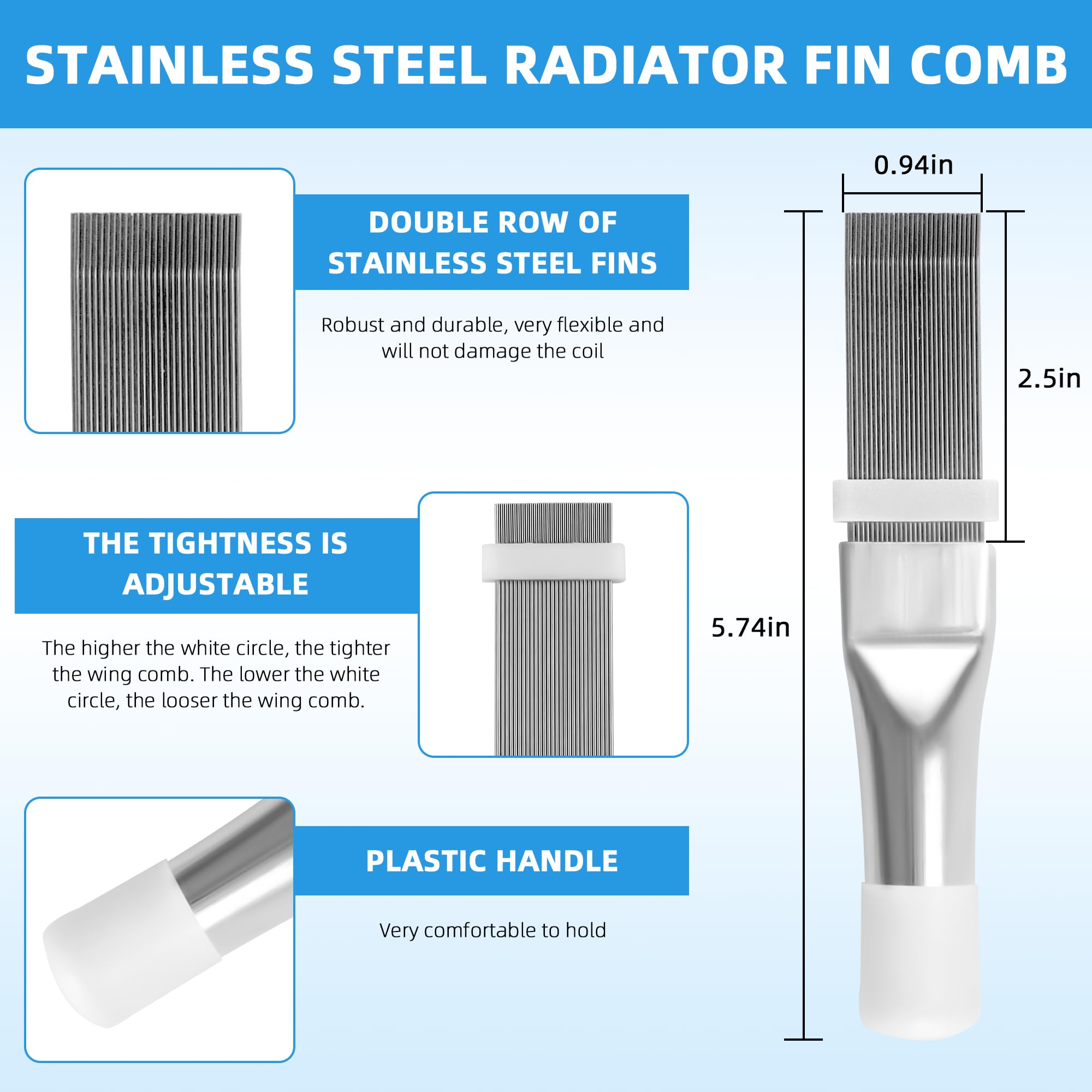 AMI PARTS 3 PCS Air Conditioner Fin Comb Condenser Fin Straightener Include FCR6 Fin Comb, Plastic Air Conditioner Fin Comb and Metal Radiator Fin Comb for Air Conditioner Condenser