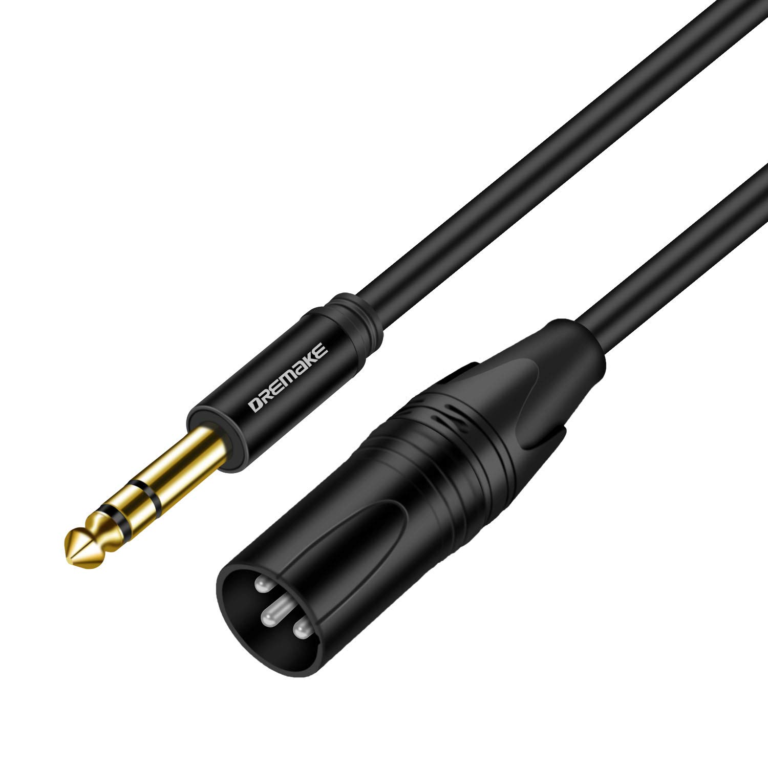 DREMAKE 10 Foot TRS Stereo 6.35mm 1/4 Inch to XLR Balanced Mic Cable Male to Male Audio Patch Cord for Speakers,Amplifier