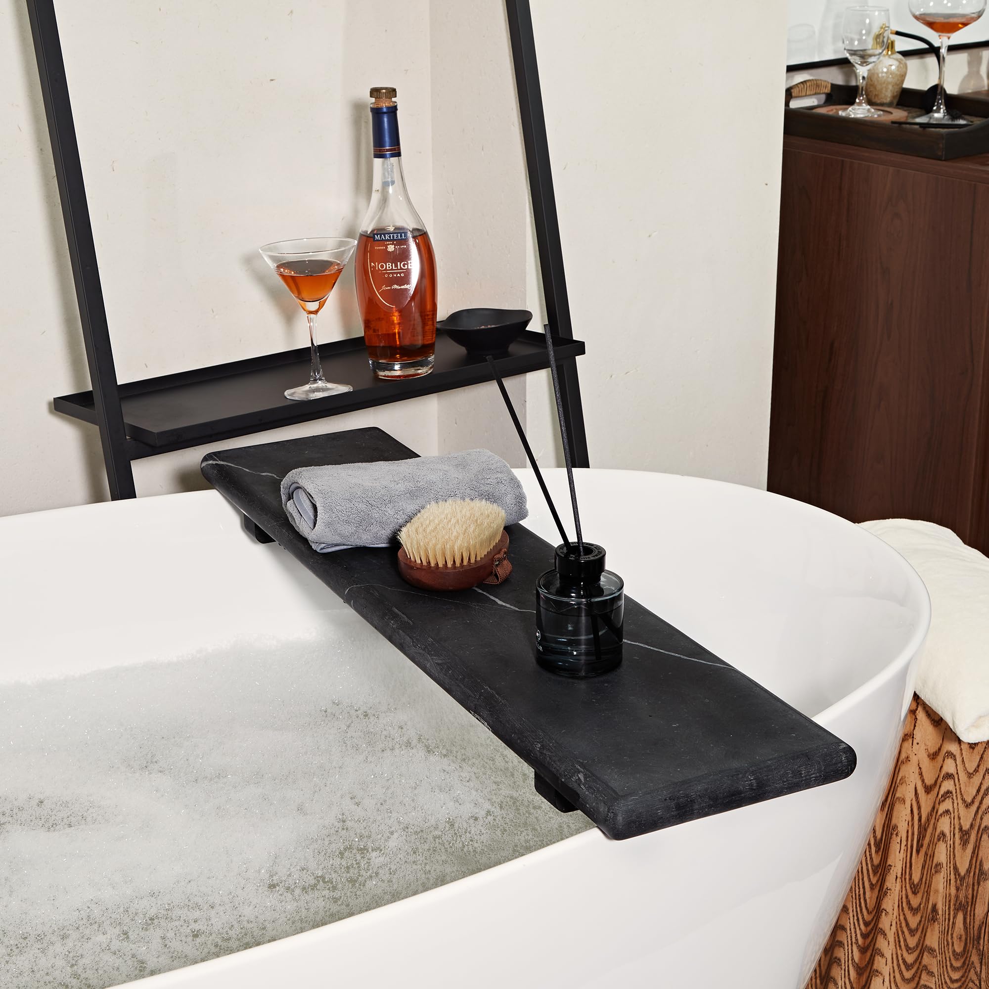 Bath Accessories,Elegant Black Marble Bath Essential,Black Marble Bath Accessories, Craftsmanship,Modern Bathroom Decor,Bathroom Accessories(Marble Bath Caddy)