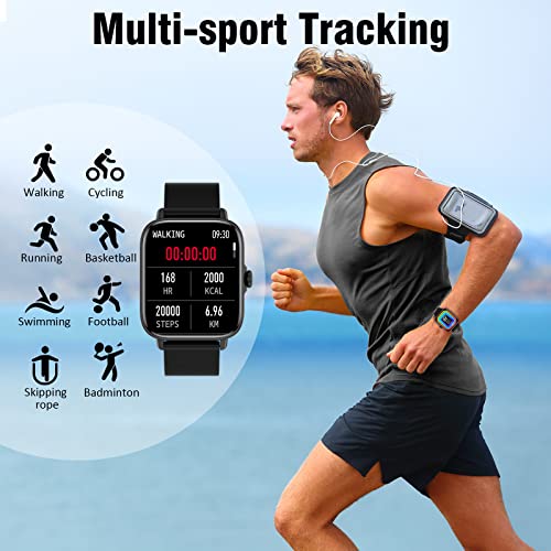 AMIHUSEl Smart Watch 1.7" Touch Screen Call Answer Receive/Dial, Fitness Tracker Smart Watches for Android iOS Phones, IP67 Waterproof with Sleep/Heart Rate Activity Tracker Smartwatch for Man