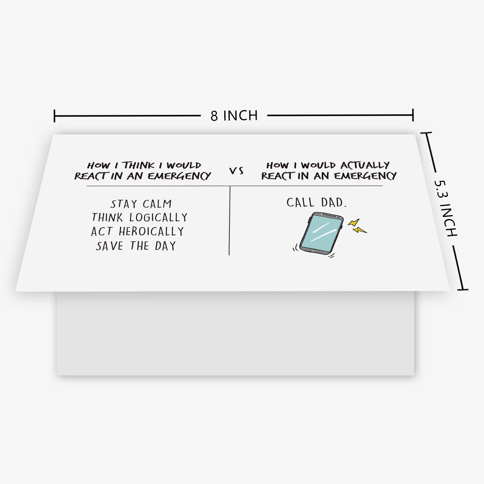 Ogeby Funny Father’s Day Card for Dad, Joke Birthday Card from Daughter Son, How I Think I Would React in an Emergency