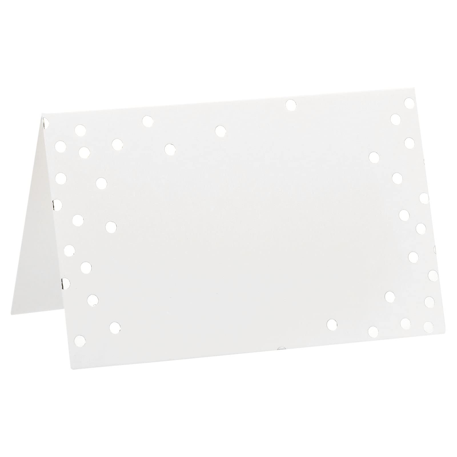 PATIKIL Tent Place Cards, 100pcs Greeting Cards 4.48 x 3.51inch Favor Decor Foldable Blank Card for Wedding Party DIY Table Name Place Cards Silver Tone Point White