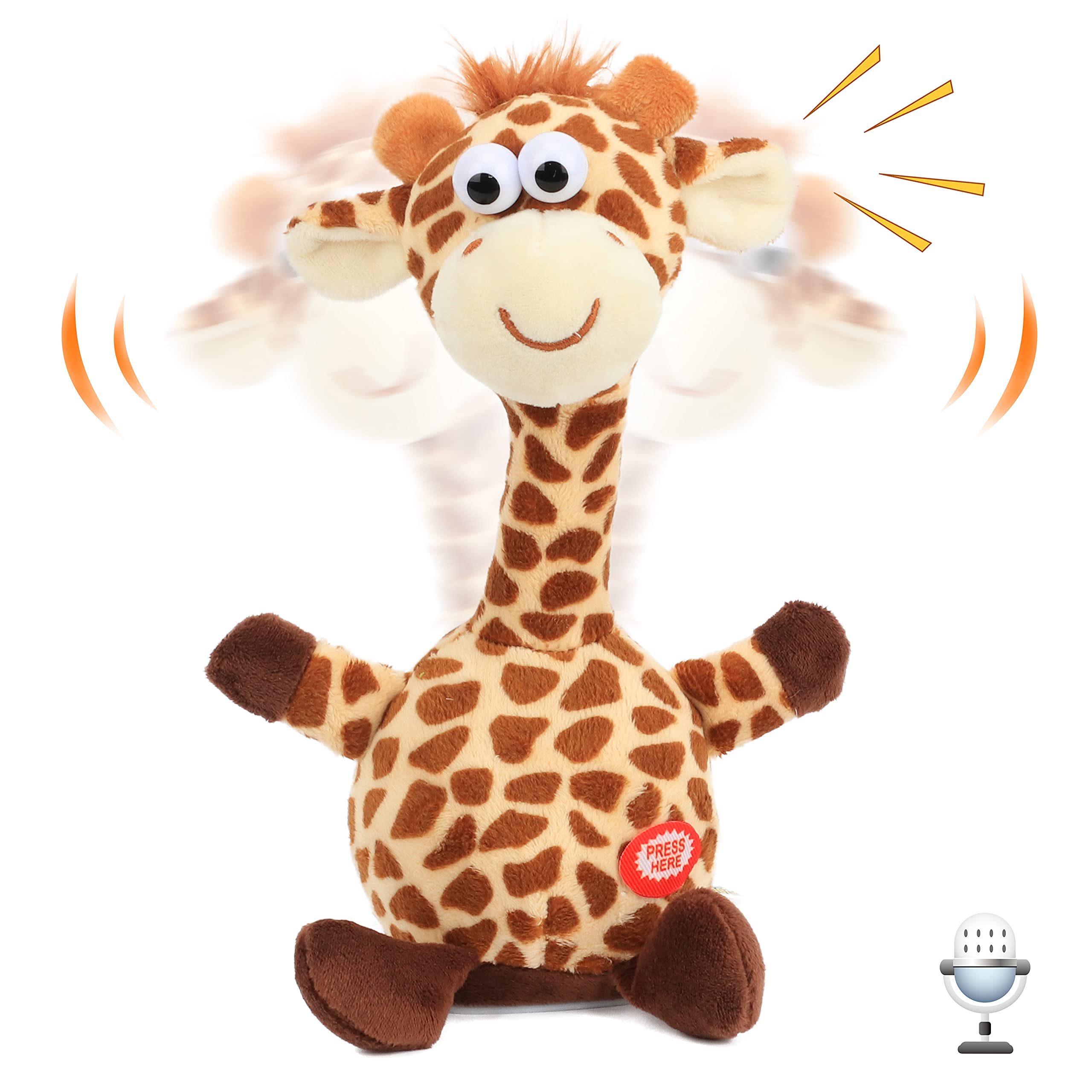 Hopearl Talking Giraffe Repeats What You Say Shaking Head Electric Interactive Animated Toy Talking Plush Buddy Birthday Party for Toddlers 24cm