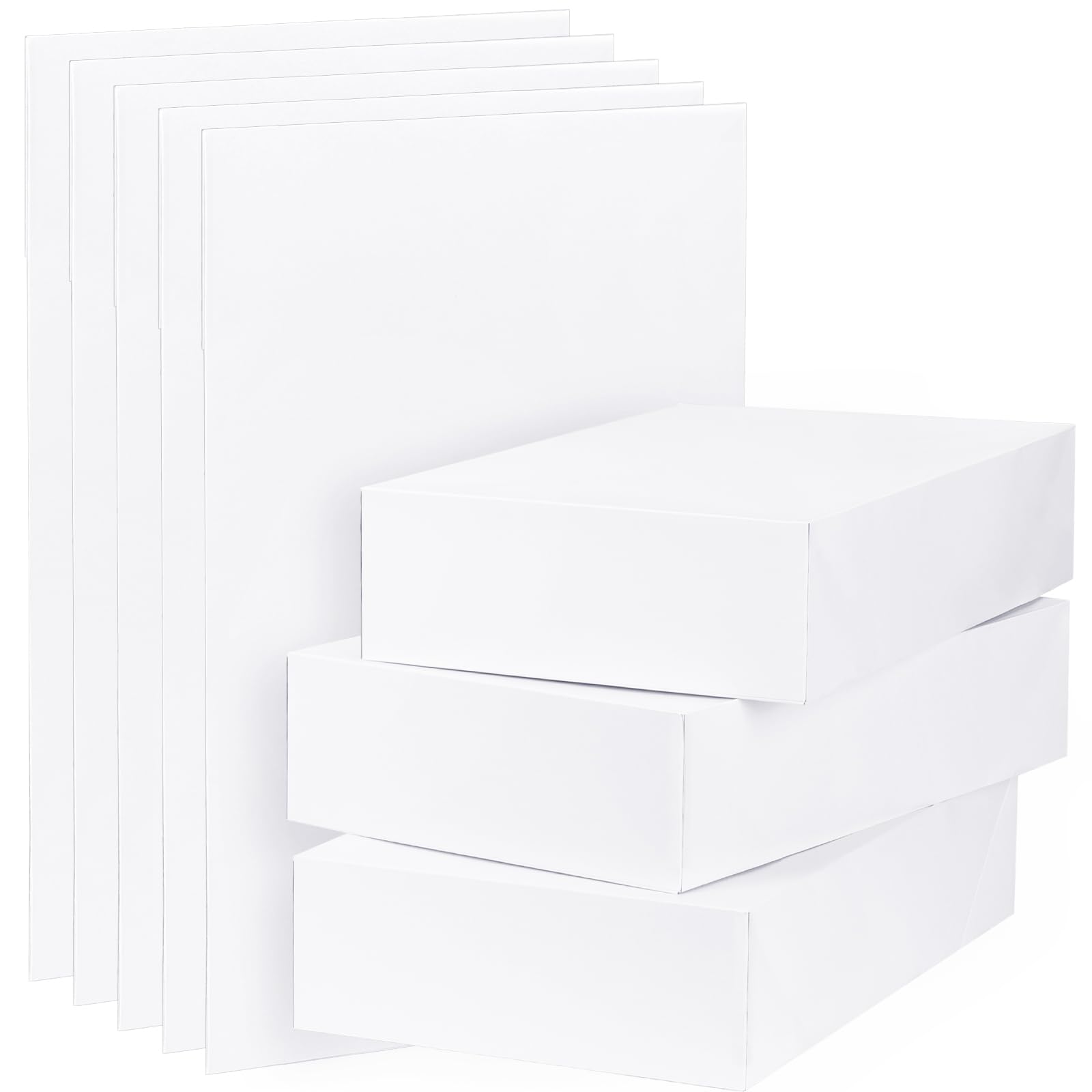 Moretoes 5 PCS X-Large White Gift Boxes with Lids, Extra Large Shirt Boxes Robe Boxes for Christmas Presents, Holidays, Mother's Day, Father's Day, Birthdays, Valentine's Day(17 x 11x 4 Inches)