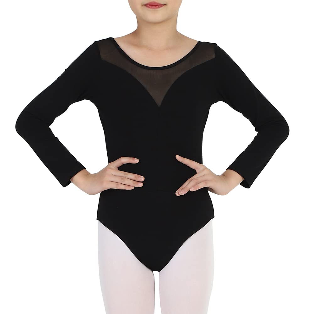 ASmileIndeep Ballet Leotard for Girls Long Sleeve Leotard for Dance, Gymnastics and Ballet (Black (Long Sleeve), Large)