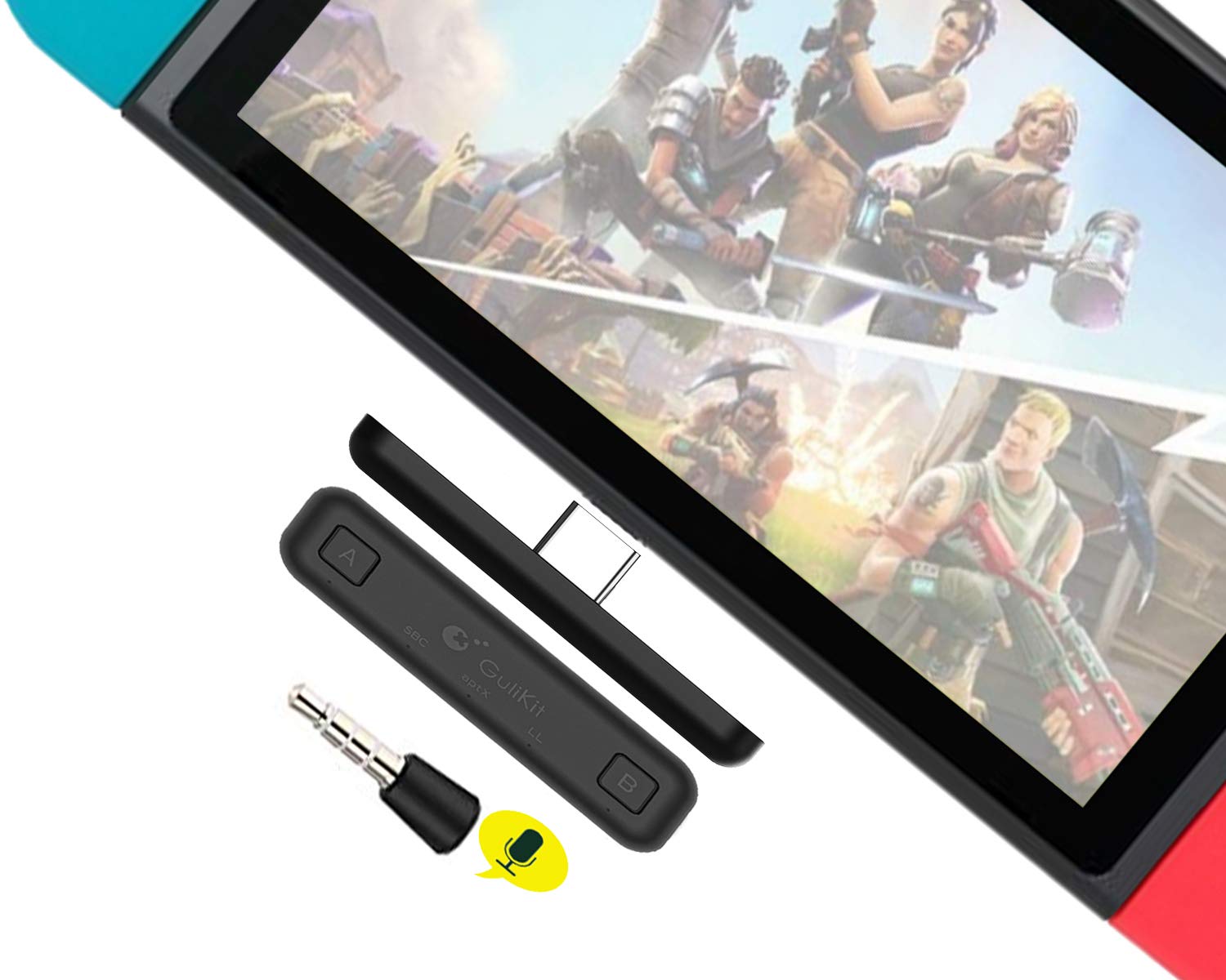 Gulikit Switch Bluetooth Adapter ,5.0 Wireless Audio Transmitter w/aptX Low Latency ,Game Voice Chat,AirPods Bluetooth Headphone Speakers Headset for Nintendo Switch & Switch Lite, PS5 PS4 PC,Black