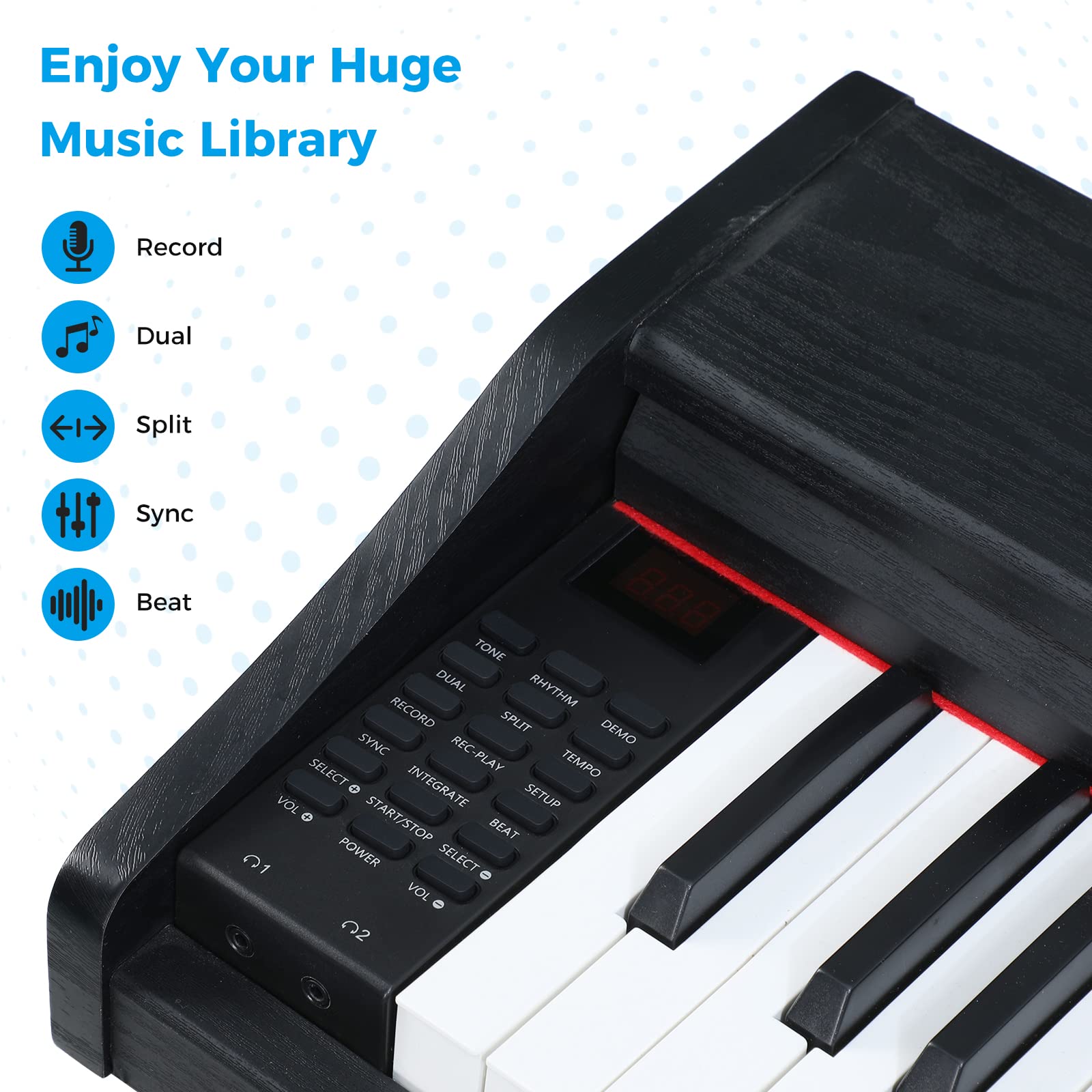 Asmuse 88-Key Full Size Digital Piano, Electronic Keyboard Set With Semi Weighted Keys, Stand, Sustain Pedal, Built-In Speakers, Power Supply (Black)
