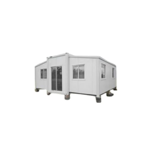 Mobile Expandable Prefab House with Restroom,Outdoor Storage Shed Tiny Home, Modern Sturdy Steel Storage House with Lockable Door and Window(19 x 20FT)