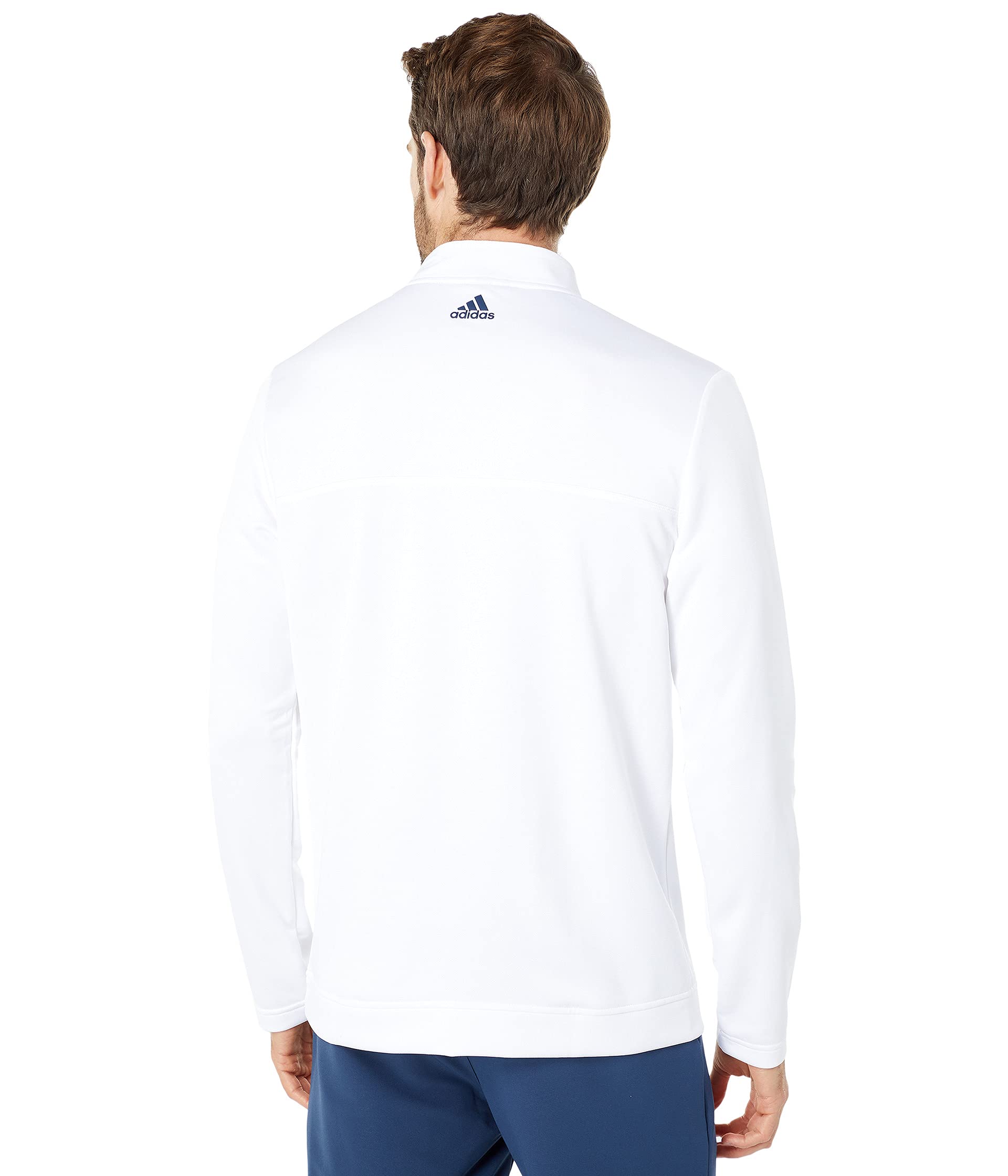 adidas Golf Men's Club Recycled Polyester Quarter Zip Pullover, White, Extra Large
