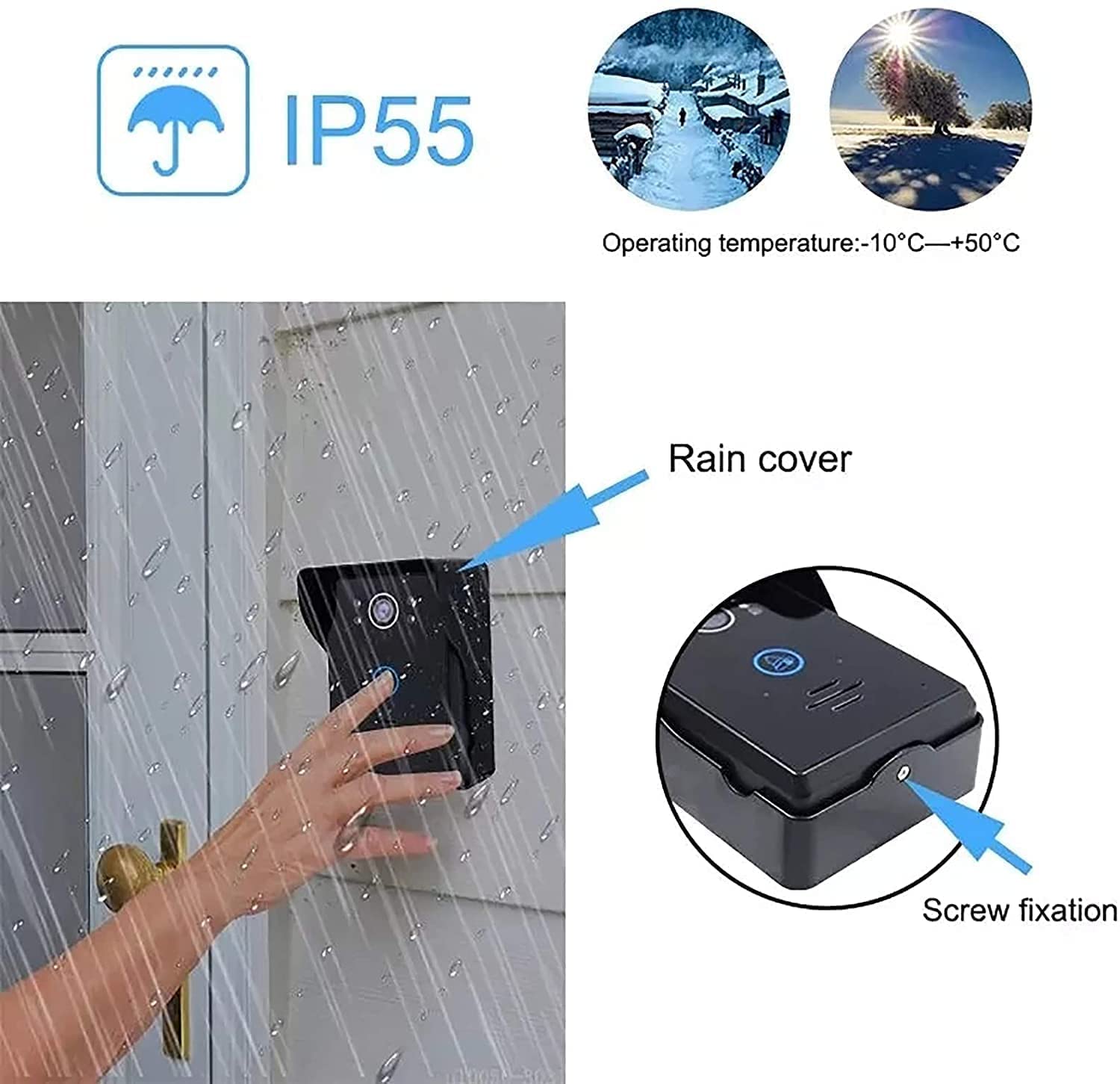 ANJIELO SMART Video Intercom 2.4GHz Wireless 7''Touch Key Screen Video Door Phone Intercom Access Control System Doorbell Night Vision