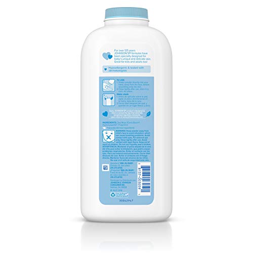 Johnson's Baby Powder with Naturally Derived Cornstarch Aloe & Vitamin E, Hypoallergenic, 22 oz
