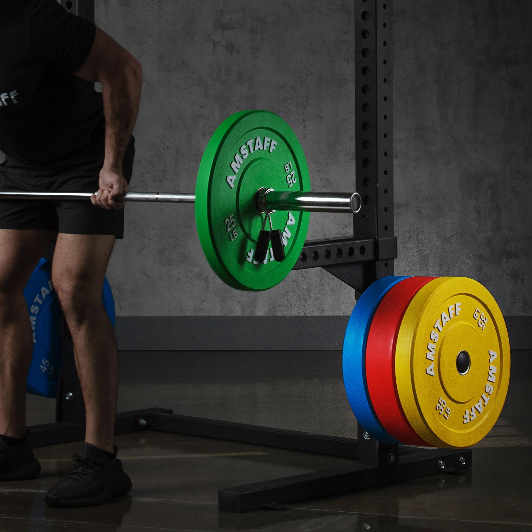 AmStaff Olympic Weight Plate Holder for Power & Squat Racks – Available 2x2 – 2.5x2.5 – 3x3 Inch Tube Sizes – Weight Plates Horn Storage Attachment for Power Squat Rack – (Pair) (3"x3" Tube Racks)