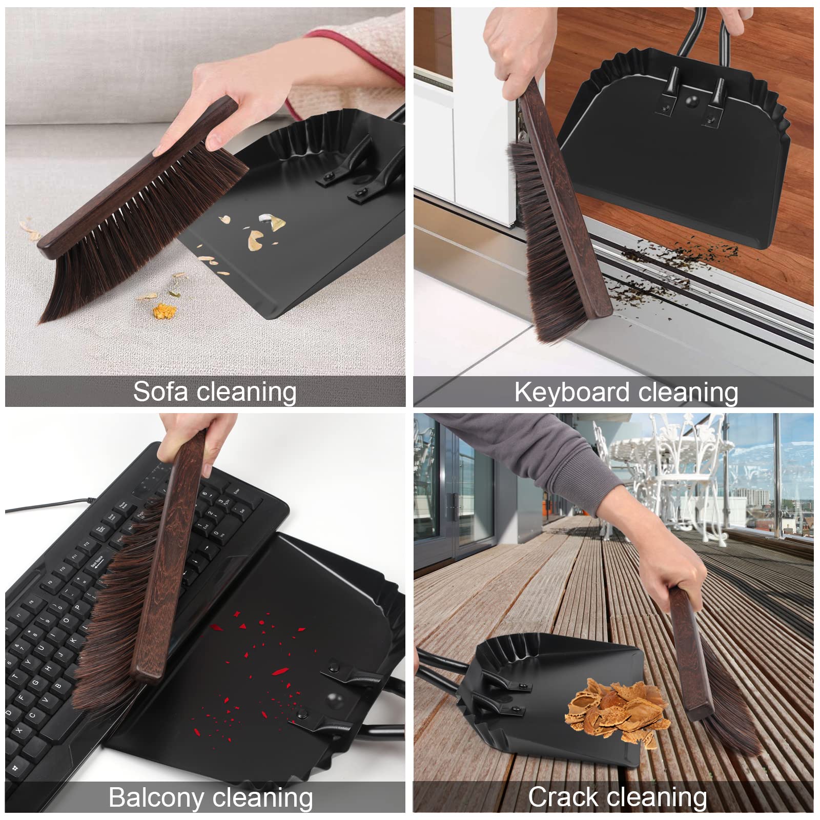Heavy Duty Black Metal Dust Pan -Handheld Dustpan with Handle, Stainless Steel Large Dustpans with Wide Lip Industrial Dust Pans Precision Edge Small Dustpan for Home/Comfort/Hanging