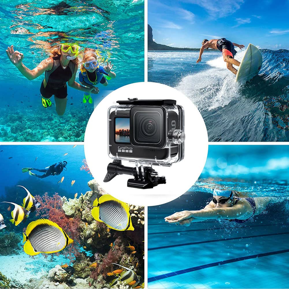 Alsukeay Waterproof Housing Case for GoPro Hero 9 Hero 10 Black Action Camera 148ft/45M Underwater Diving Scuba Case with Red Filter Quick Release Mount Accessories