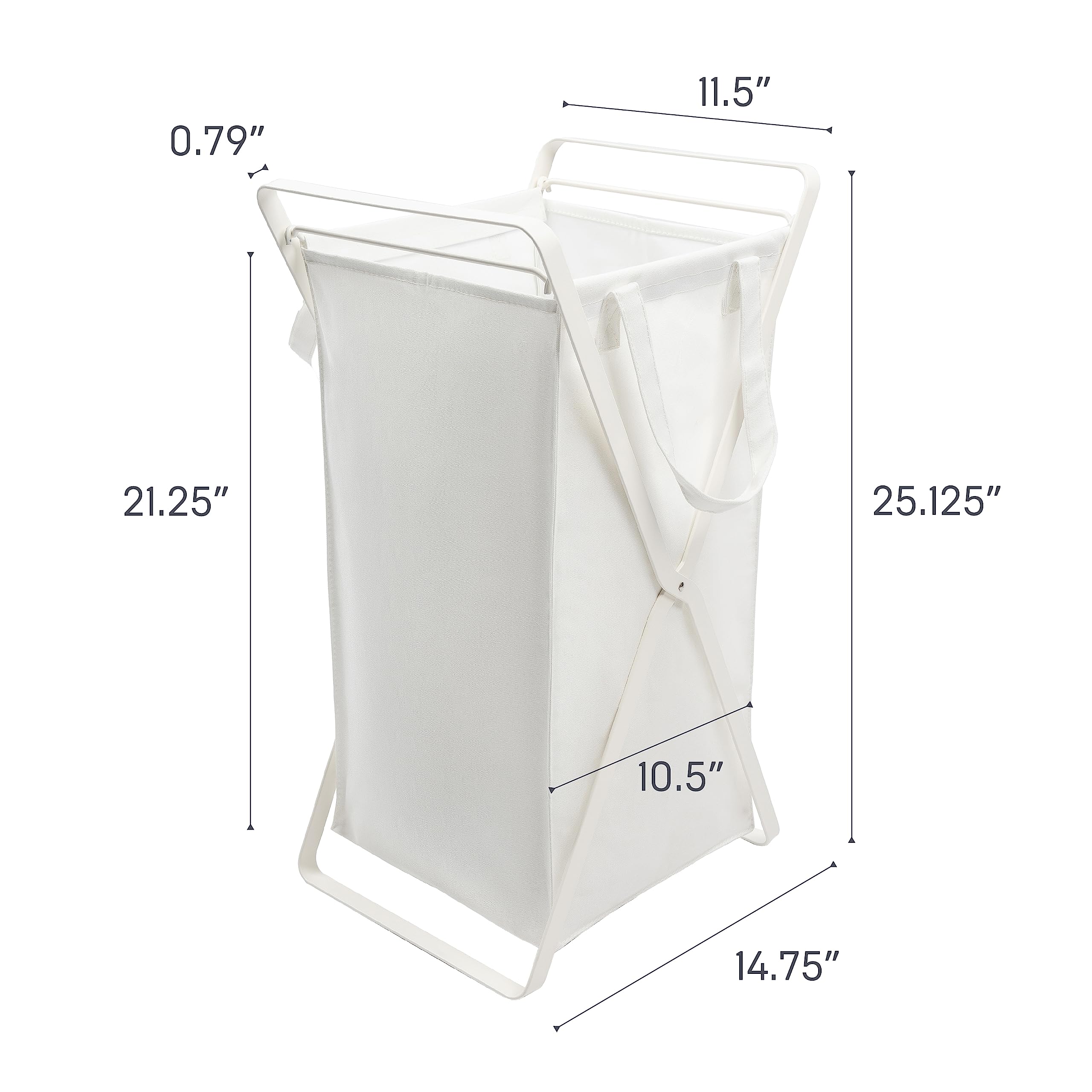 Yamazaki Home Laundry Hamper Clothes Basket Liner | Steel + Cotton, Medium, White