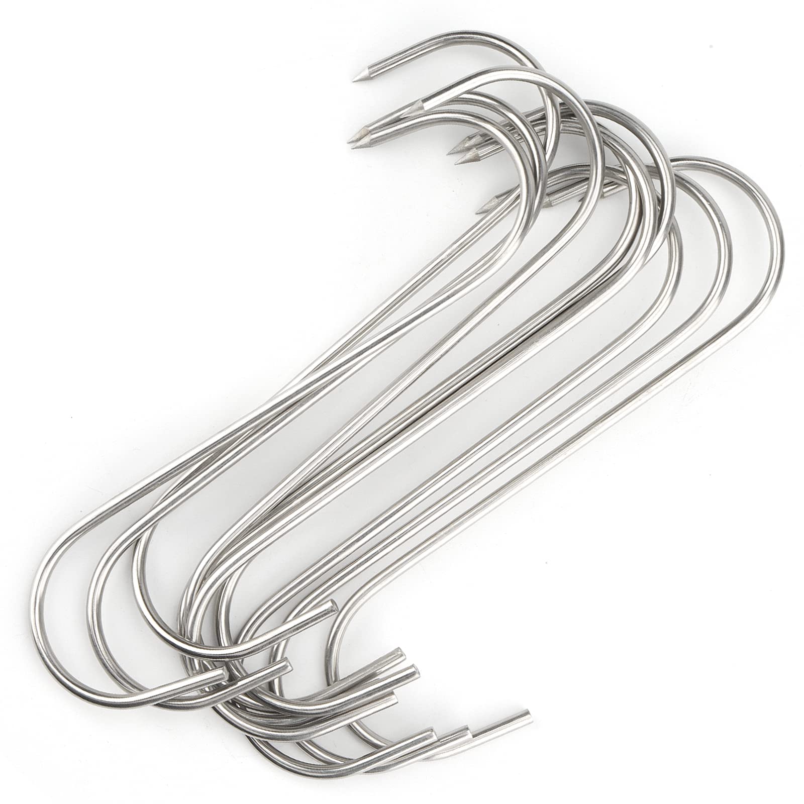 MAHIONG 40 PCS 6.3 Inch Meat Hooks, Stainless Steel S-Shaped Butcher Hook Smoking Hook Meat Processing for Hanging, Drying, BBQ, Chicken, Ribs