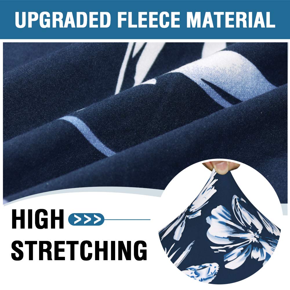 H.VERSAILTEX Super Stretch Ottoman Covers Slipcover Round Ottoman Slipcover Folding Storage Stool Furniture Protector Feature Soft Thick Bouncy Modern Style with Elastic Bottom(Ottoman X-Large, Navy)