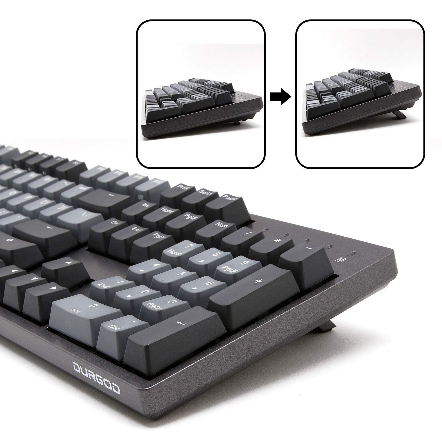DURGOD Heavy Duty Mechanical Keyboard with Cherry MX Brown Switches N-Key Rollover 104 Keys(PBT Keycaps) Type C Interface for Gamer/Typists/Office/Home (Space Grey,ANSI/US)