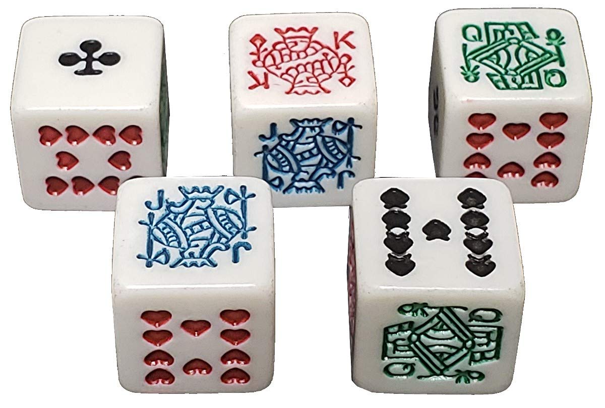 Cyber-Deals Black PU Leather Black Felt Lined Dice Cup with White Poker (Clubs Ace) & Pip Dice in Storage Pouch Set (1 Set)