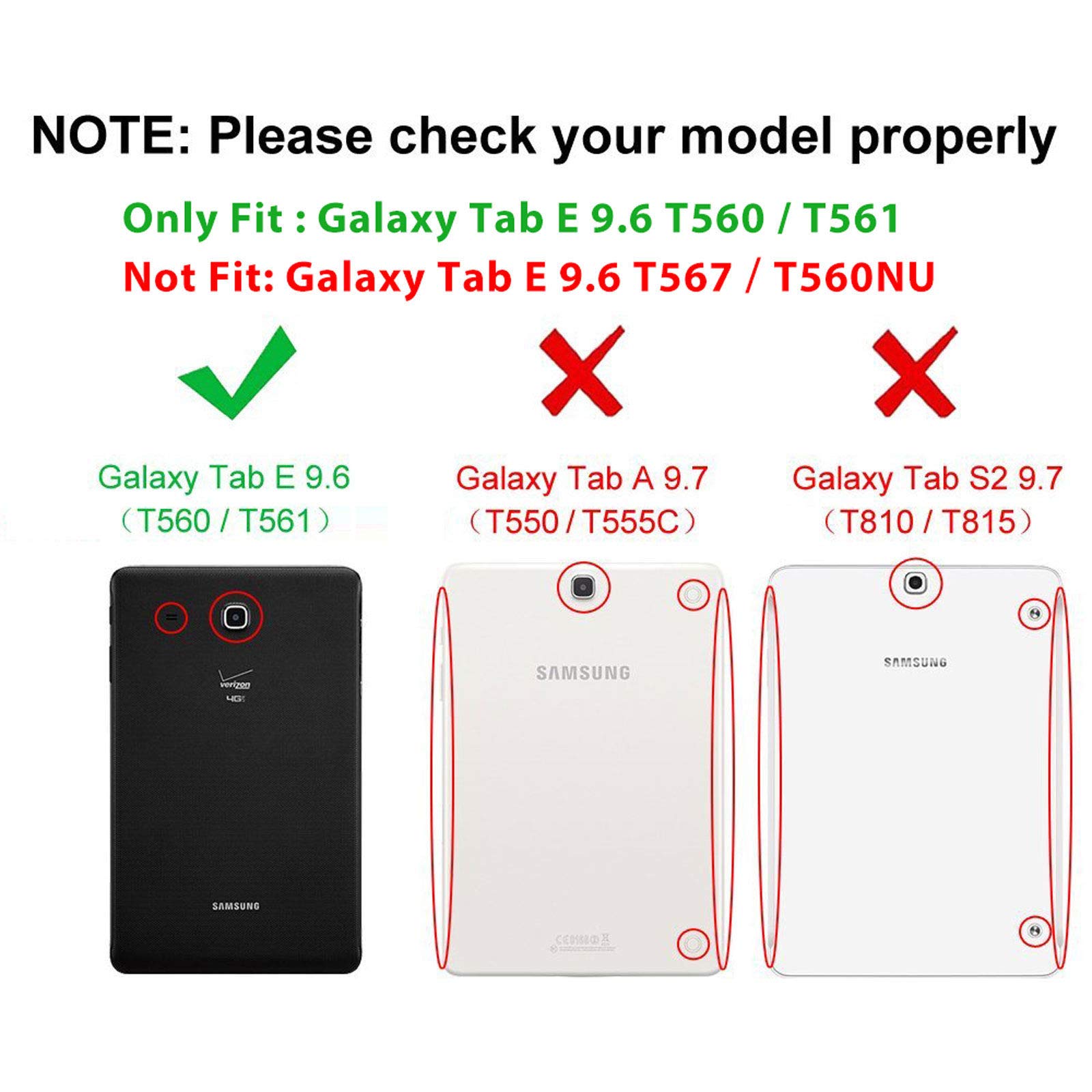 KIQ Armor Series for Samsung Galaxy Tab E 9.6 Case Thick Protective Kickstand Case for Samsung Galaxy Tab E Case SM-T560 2015 (SM-T560/T561/T565/T567) - Black