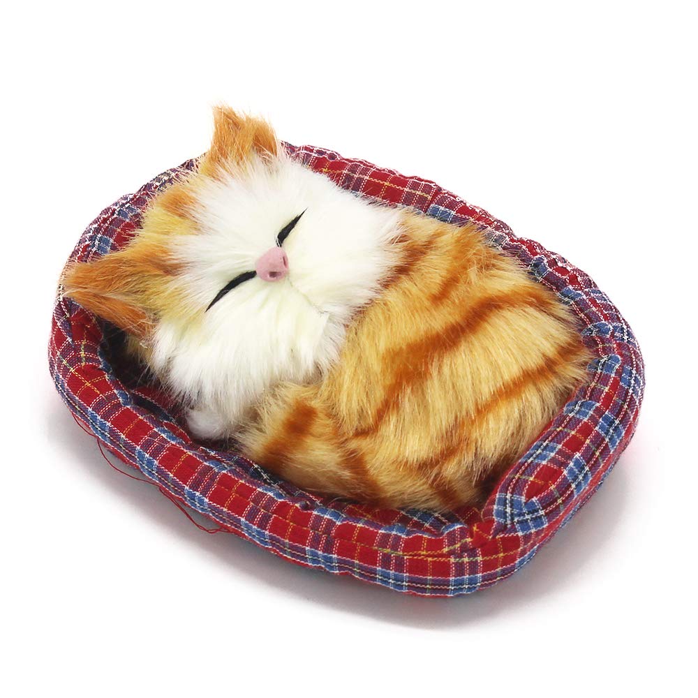 Coolayoung 2Pcs Sleeping Cat in Pet Pad Doll Toy, Mini Kitten in Pet Pad with Meows Sounds Decor for Office Desk Hand Toy Gift for Kids Boys Girls