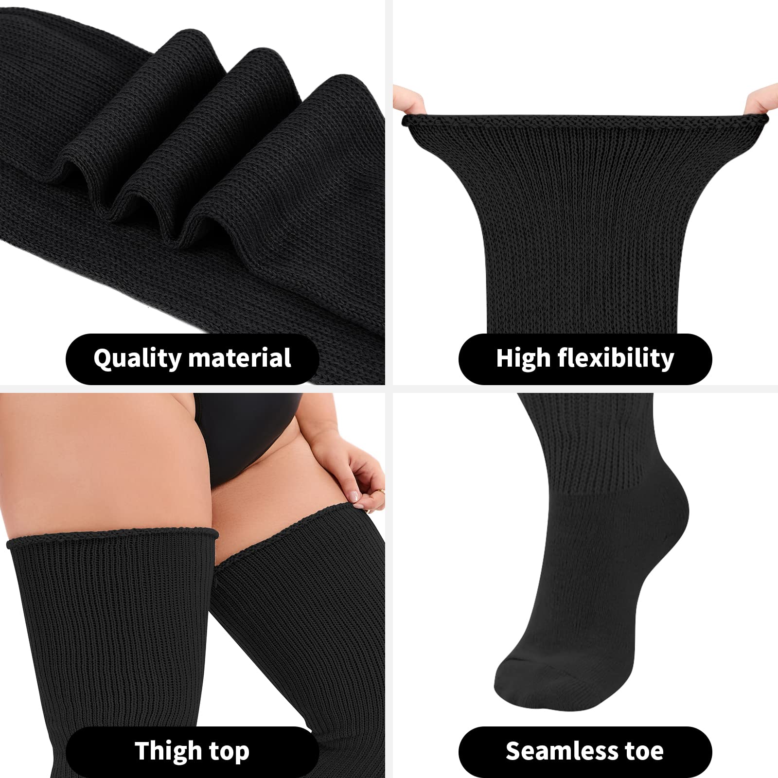 American Trends Christmas Socks Womens Plus Size Thigh High Socks Knee High Socks, Plus Size Stockings Leg Warmers Red