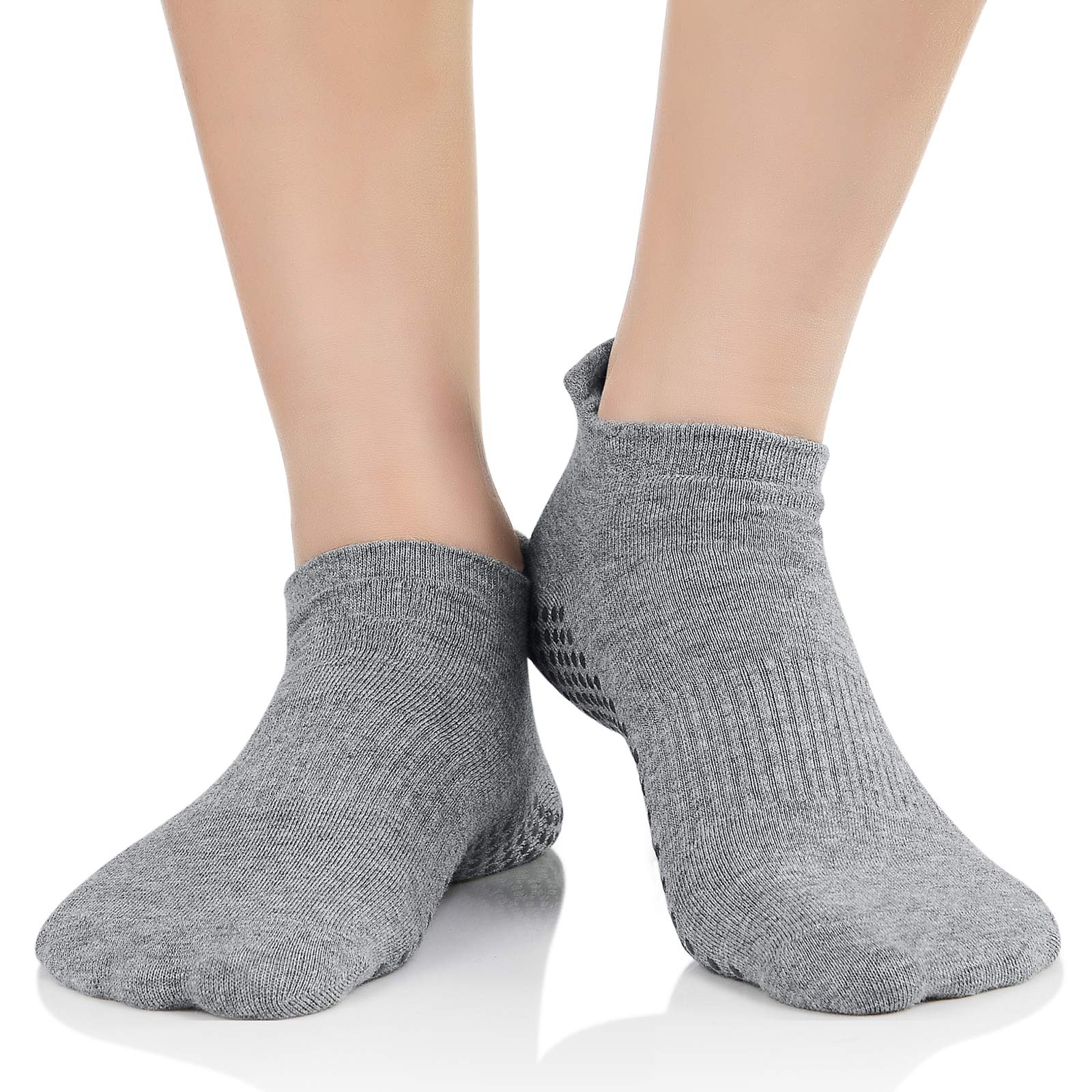 American Trends Women's Non Slip Ankle Socks, Grey-1 Pair, Grip Socks for Running, Yoga, Pilates, Hospital Slipper, Compression, 1 Pair