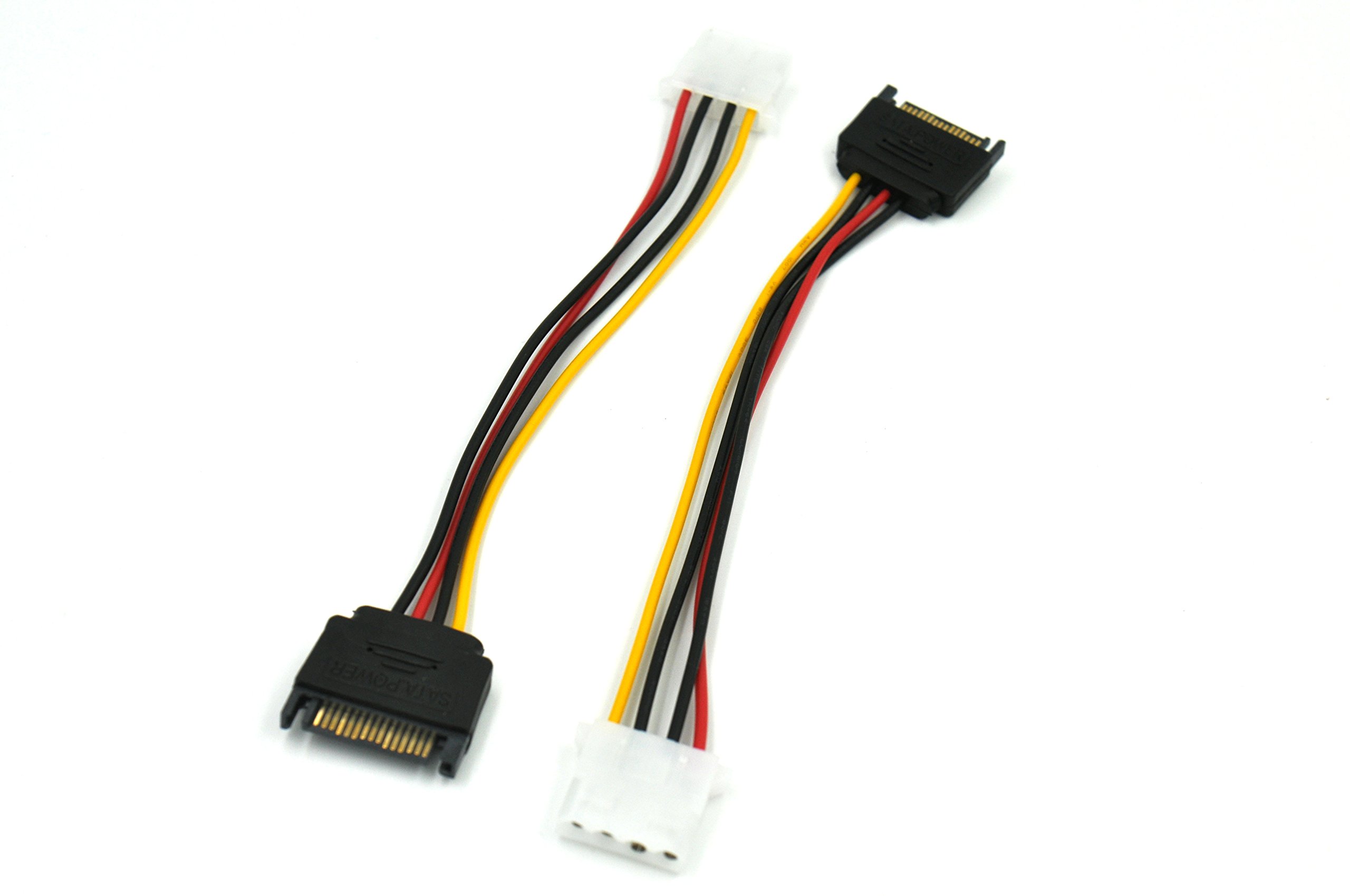 LIQUN SATA Power Adapter Cable 2Pack SATA 15-pin Male to 4-pin Molex Female Power Adapter Cable for IDE Hard Drive 0.66Ft/0.20m