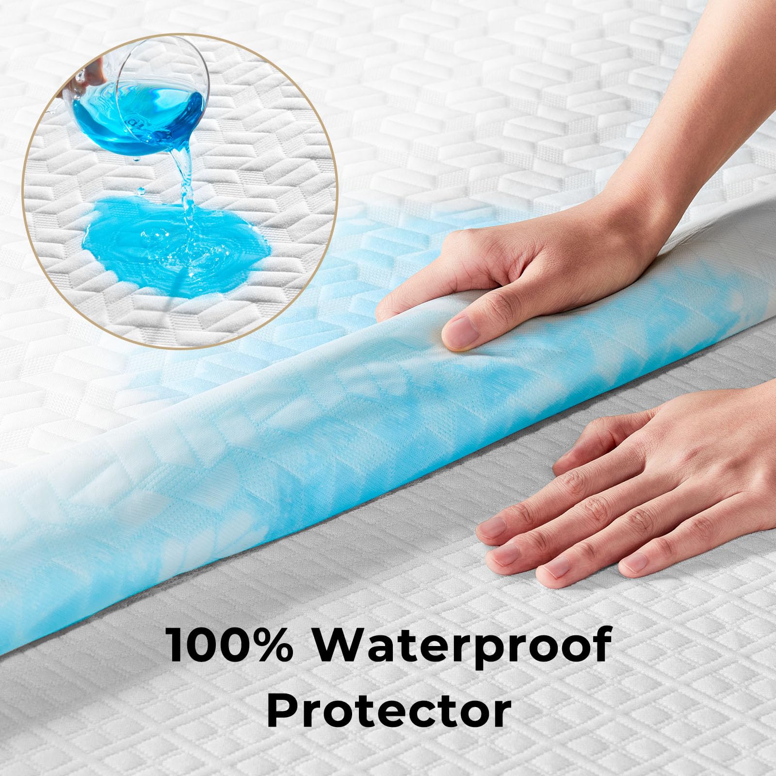 Rolanstar Full Mattress with Waterproof Mattress Protector, 8 inch Gel Memory Foam in a Box, Fiberglass Free, Breathable for Cool Sleep & Comfy Support, CertiPUR-US Certified, White