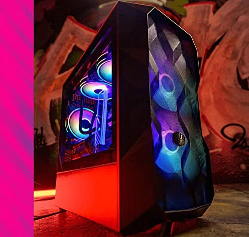Cooler Master TD300 Mesh White Micro-ATX Tower with Polygonal Mesh Front ana Removable Top Panel, ARGB/PWM Hub Tempered Glass, Dual Sickleflow PWM ARGB Lighting Fans