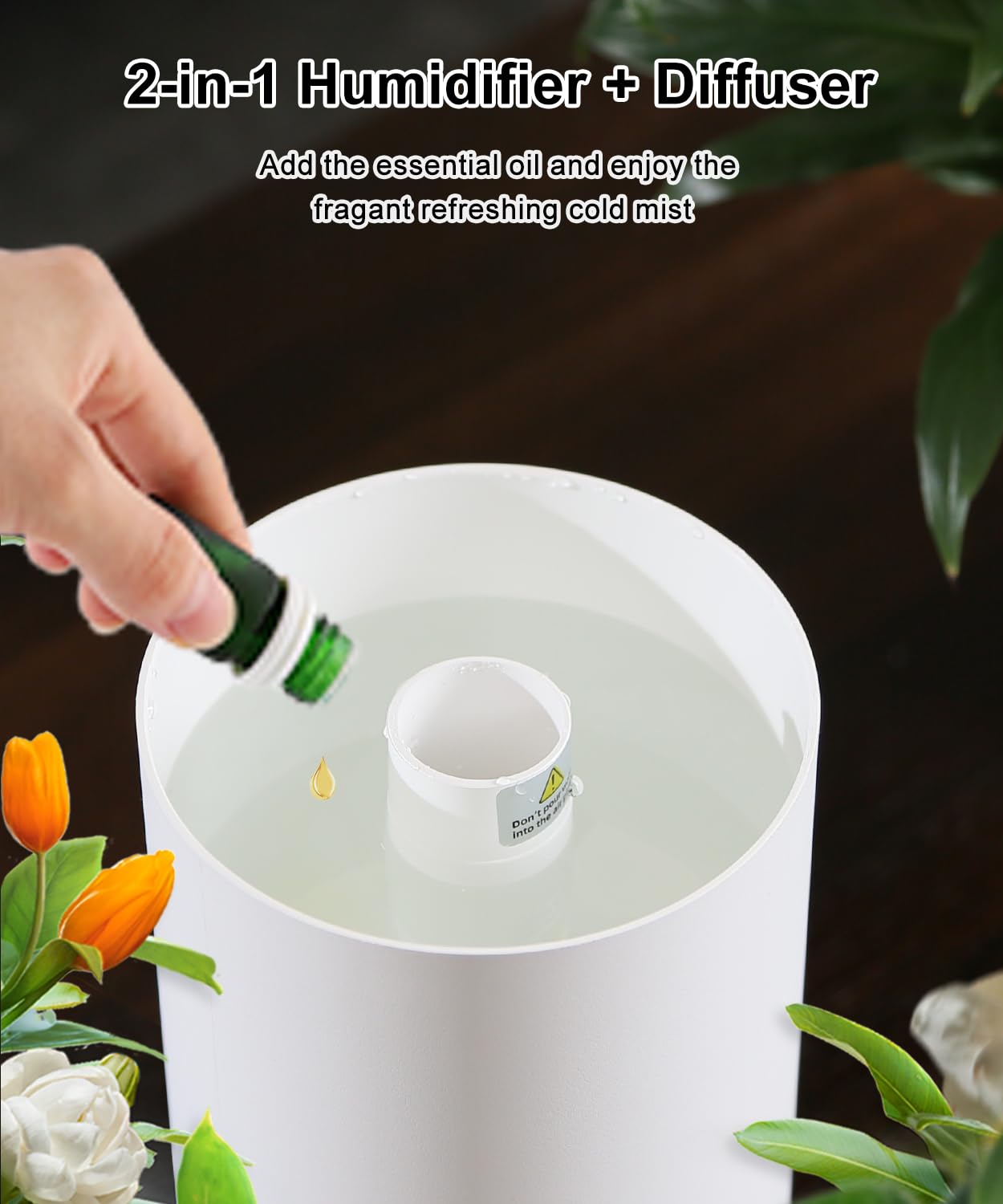 Home Humidifier for Large Room, 1000ml Essential Oil Diffuser with Timer, Top Fill Design Cool Mist Humidifier for Bedroom, Living Room, Quiet for Baby Room, Touch Button