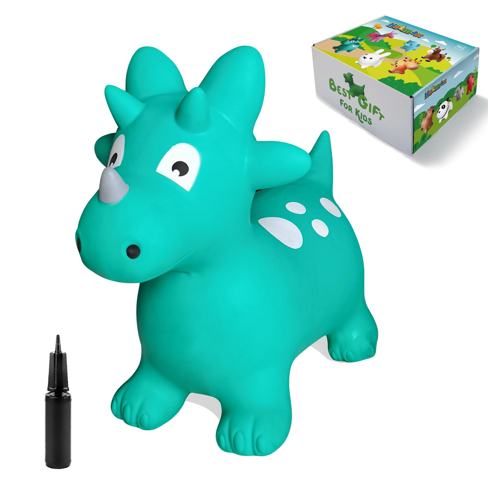 HotMax Bouncy Horse, Dinosaur Hopper Toys for Kids, Inflatable Ride on Bouncy Animals Toys for Toddlers, Jumping Horse for Baby Year Old Birthday Gift for Boy or Girl (Triceratops)