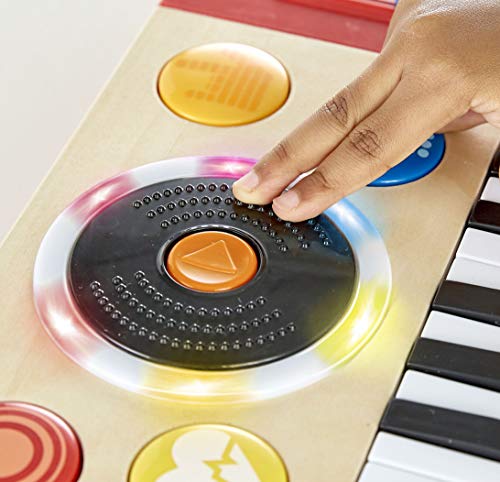 Hape Kids Portable DJ Mix and Spin Studio Music Toy Playset with Lights, Sound, and 18 Key Keyboard for Kids Ages 1 to 5 Years , Red
