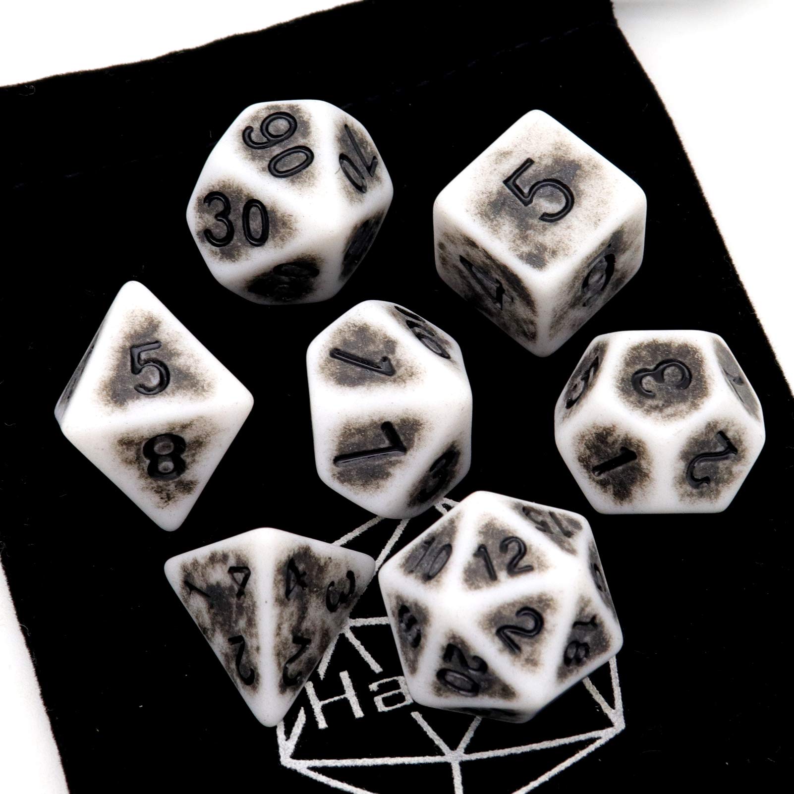 Haxtec Ancient DND Dice Set 7PCS Grey Polyhedral Dice Stone Style for Dungeons and Dragons Pathfinder RPG