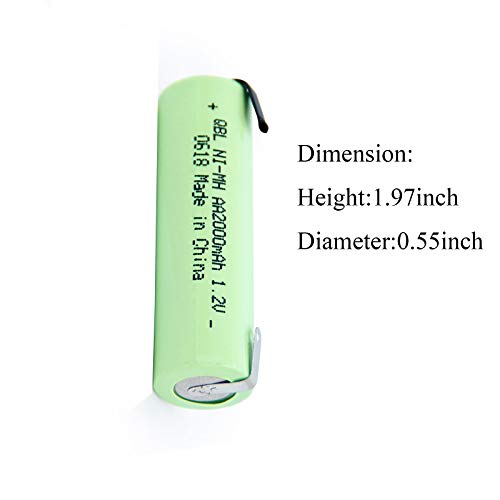 QBLPOWER NiMh 1.2V AA 2000mAh Razor Shaver Battery with Solder tab for Shaver (2pcs)