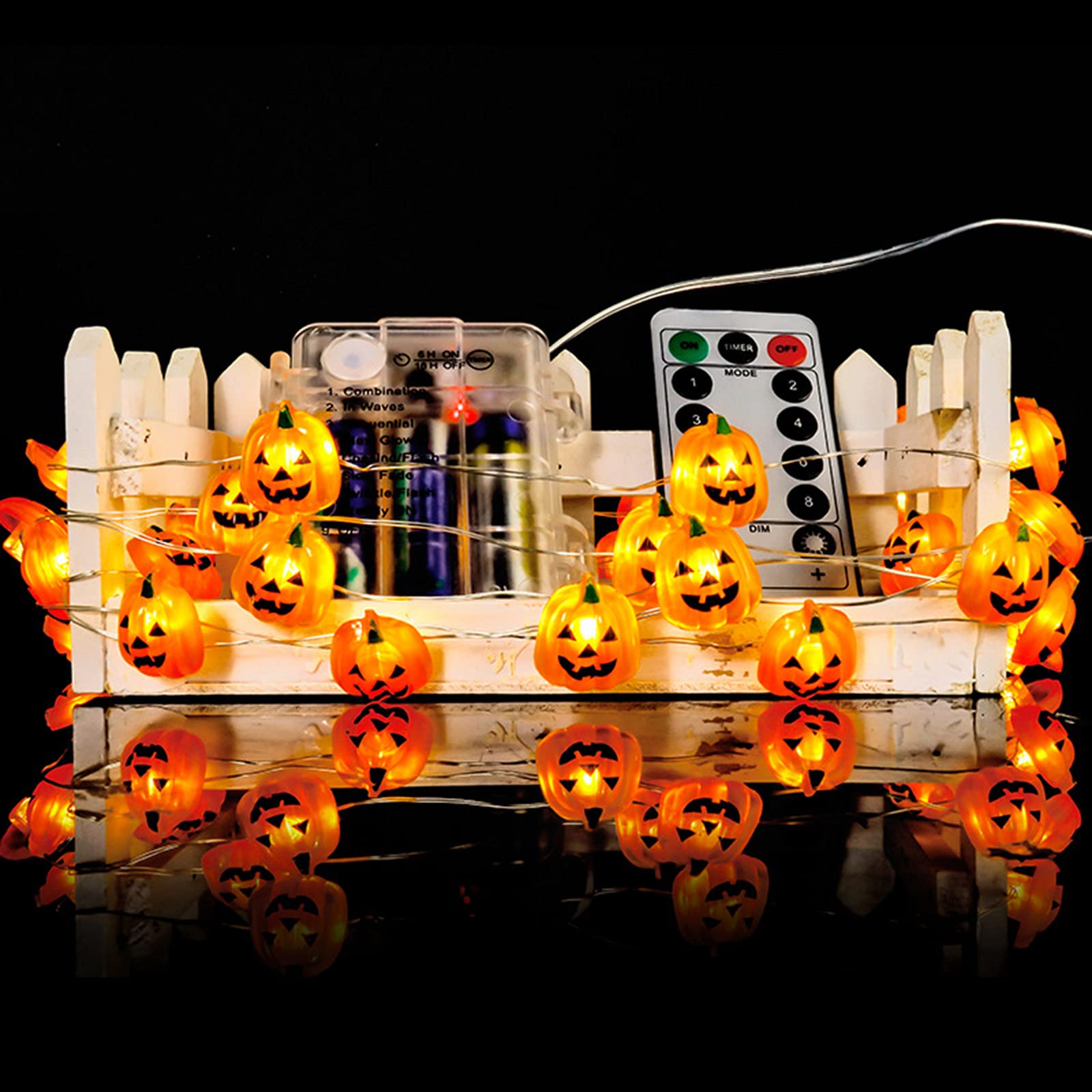 Halloween Decorations Outdoor, LED Pumpkin Lights, Battery Operated with Waterproof 8 Modes Twinkle Lights, for Halloween Party Home Garden Tree Porch Decoration