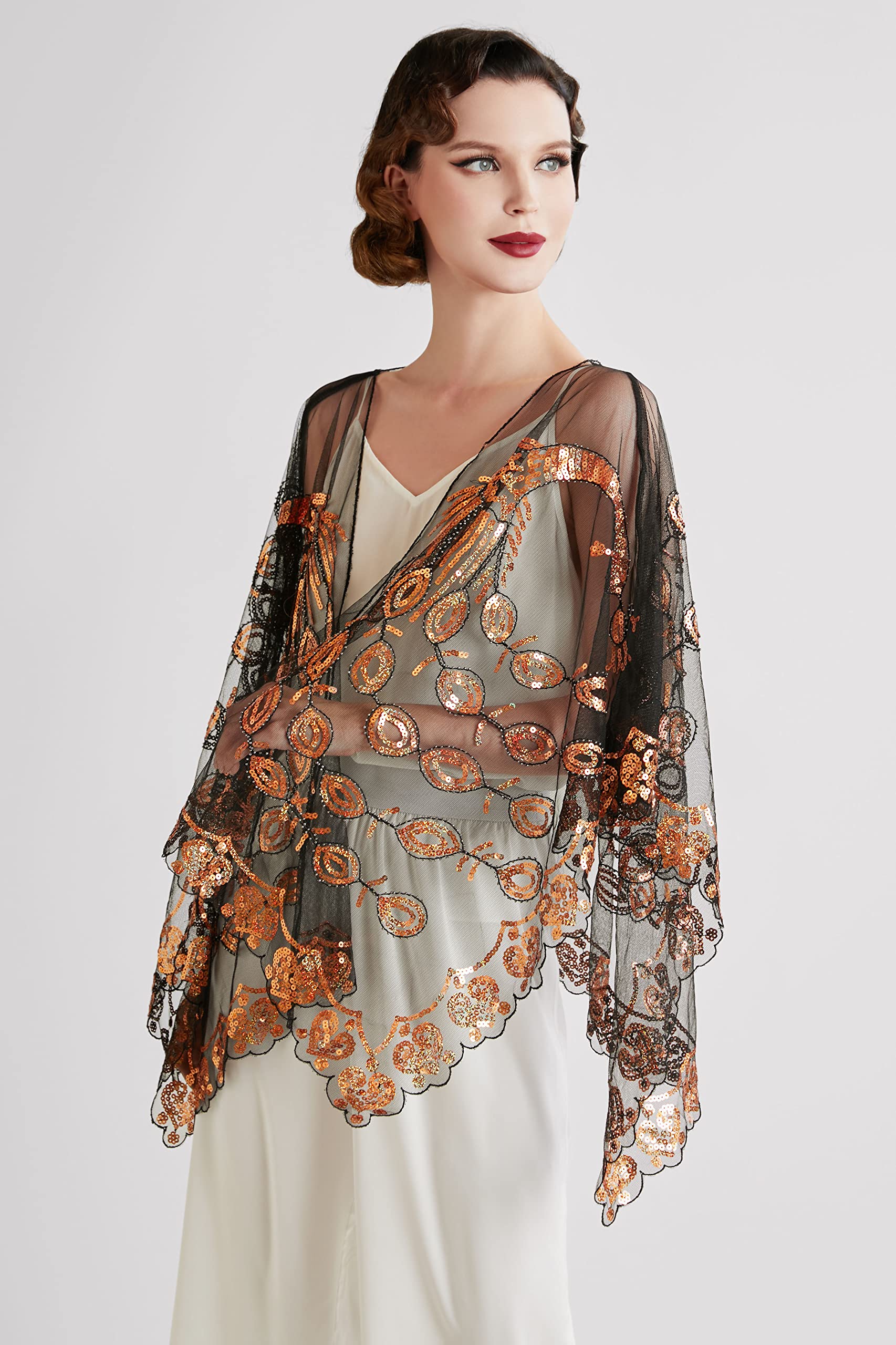 BABEYOND 1920s Evening Shawl Wrap for Women Evening Cape Scarf Belero Cover Up for Gatsby