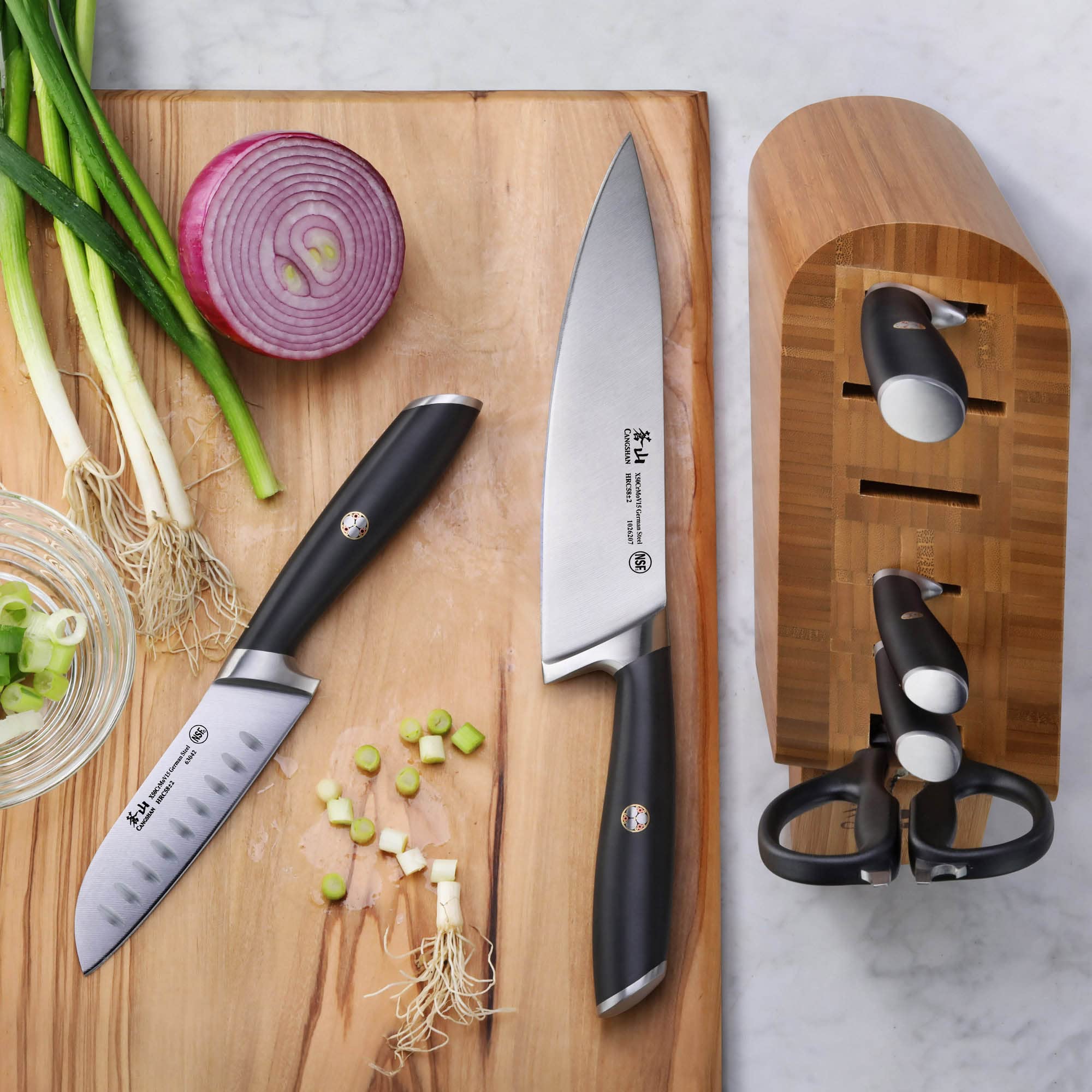Cangshan L Series 7-Piece Knife Block Set, Forged German Steel, 1026603